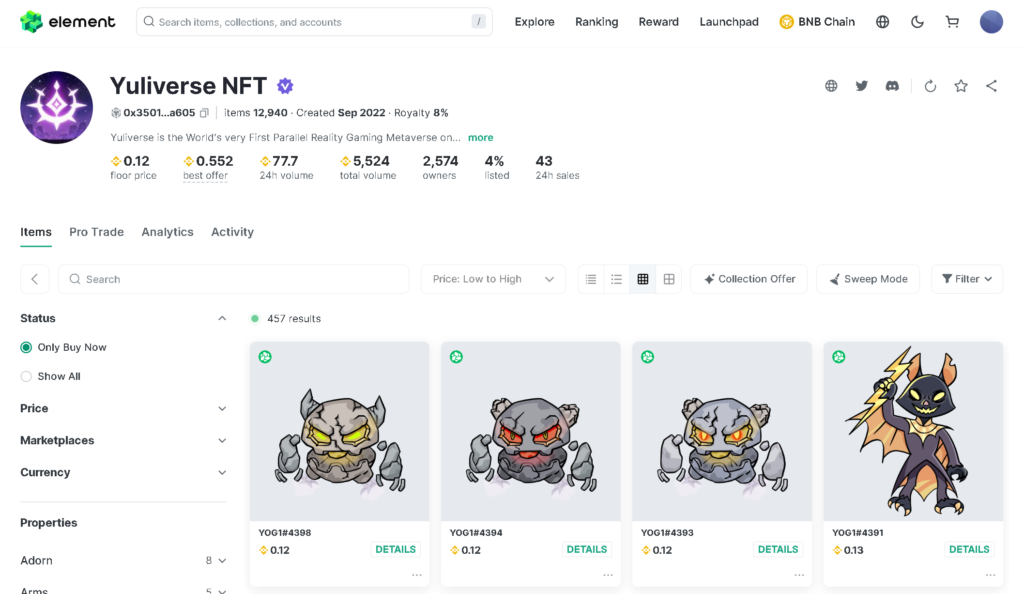 【初心者必見！】YuliverseのNFT（Yuli）の売り方解説！（Element Market編）